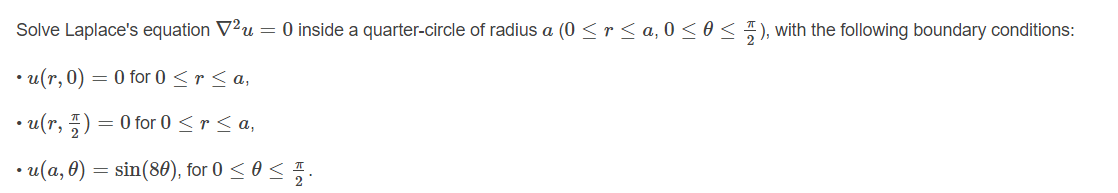 Solved Solve Laplace's equation Vều = 0) inside a | Chegg.com