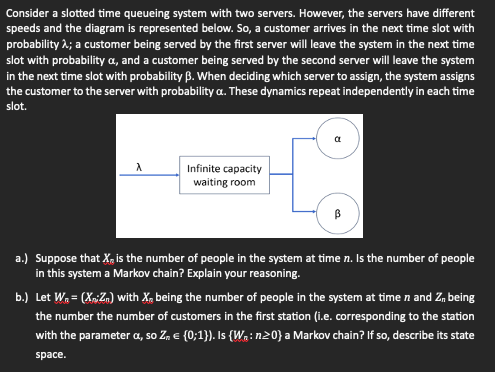 Solved Consider a slotted time queueing system with two | Chegg.com