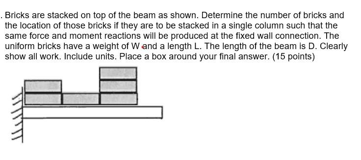Solved . Bricks are stacked on top of the beam as shown. | Chegg.com