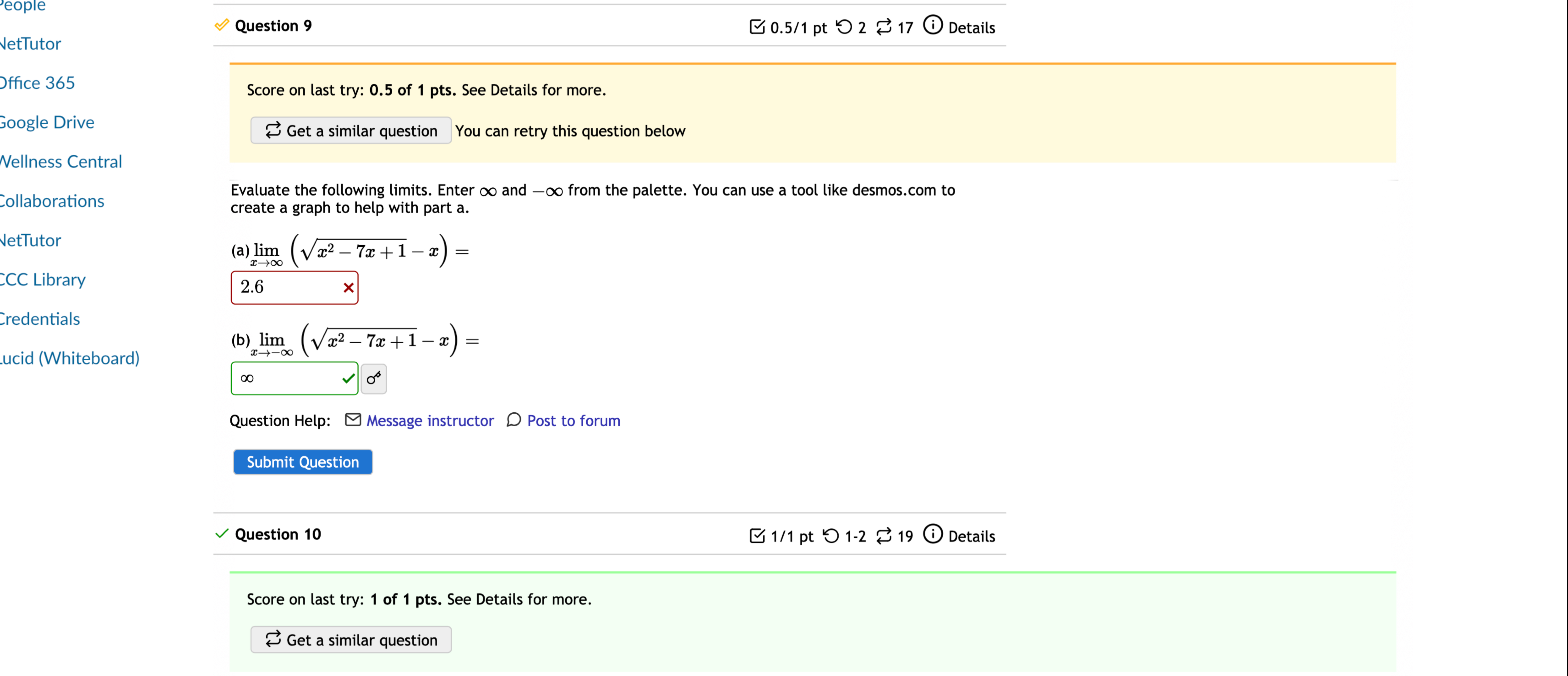 Solved Score on last try: 0.5 ﻿of 1 ﻿pts. ﻿See Details for | Chegg.com