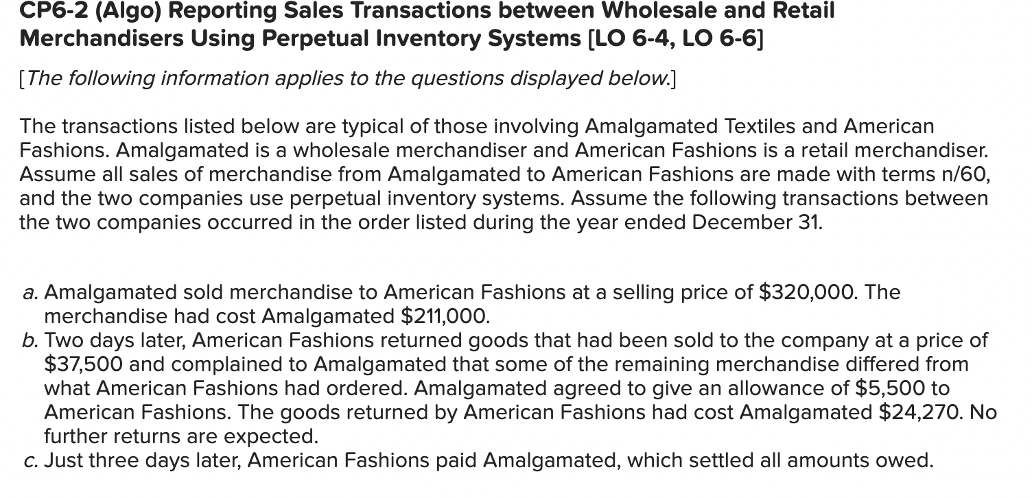 Solved CP6-2 (Algo) Reporting Sales Transactions between | Chegg.com