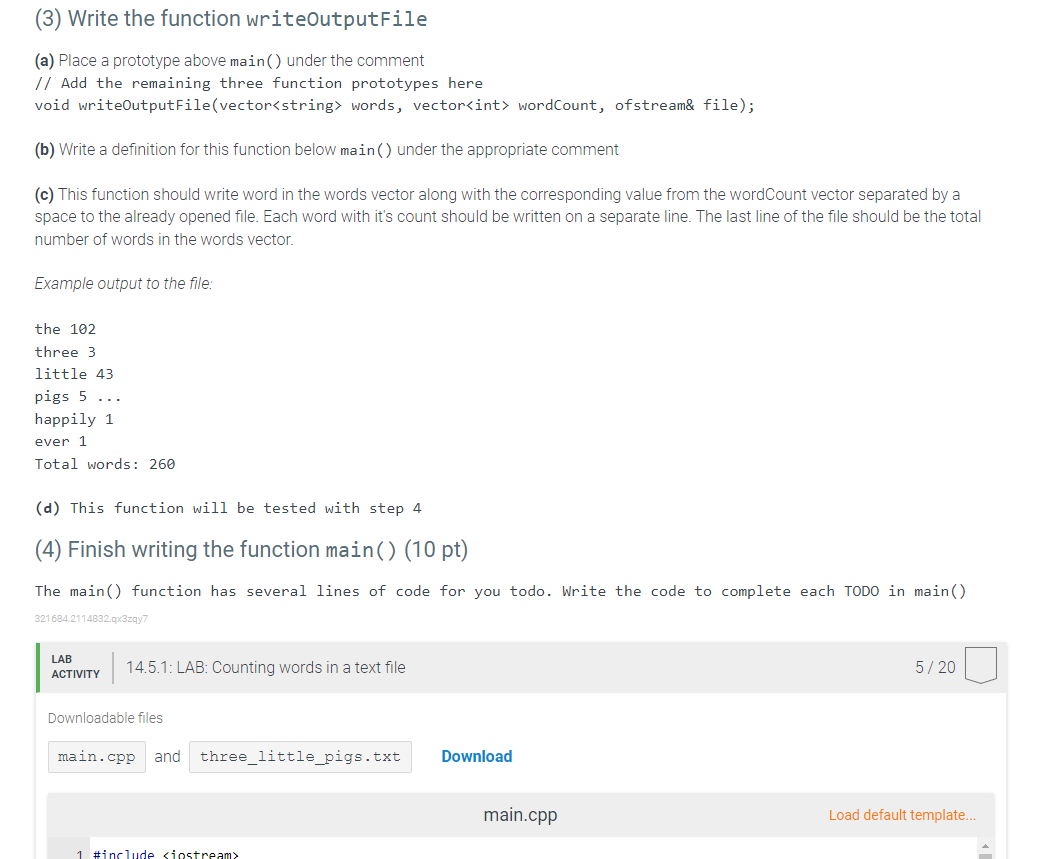 Solved 14.5 LAB: Counting words in a text file (1) Write the | Chegg.com