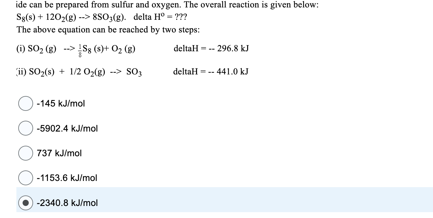 Solved ide can be prepared from sulfur and oxygen. The | Chegg.com