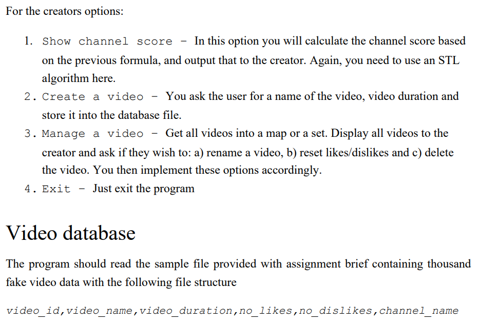 Solved In this assignment, you are asked to write an YouTube | Chegg.com