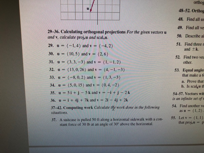 Solved orthog 48-52. Orthog 48. Find all u 49. Find all ve | Chegg.com