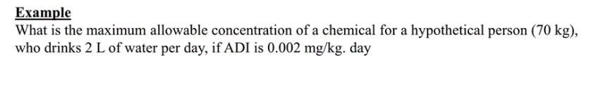 Solved Example What is the maximum allowable concentration | Chegg.com