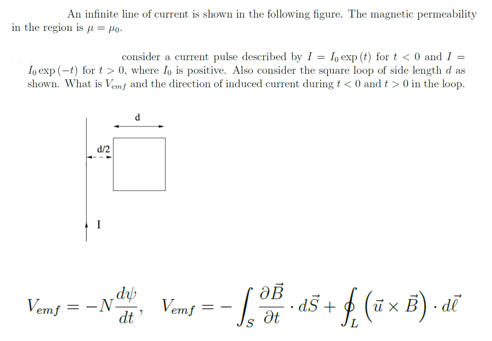 Solved An infinite line of current is shown in the following | Chegg.com