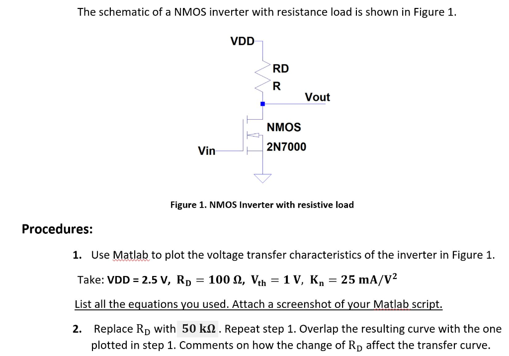 Solved The schematic of a NMOS inverter with resistance load | Chegg.com