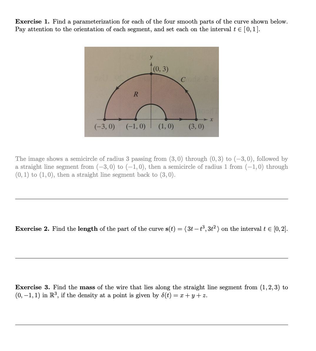 Solved Exercise 1. Find a parameterization for each of the | Chegg.com
