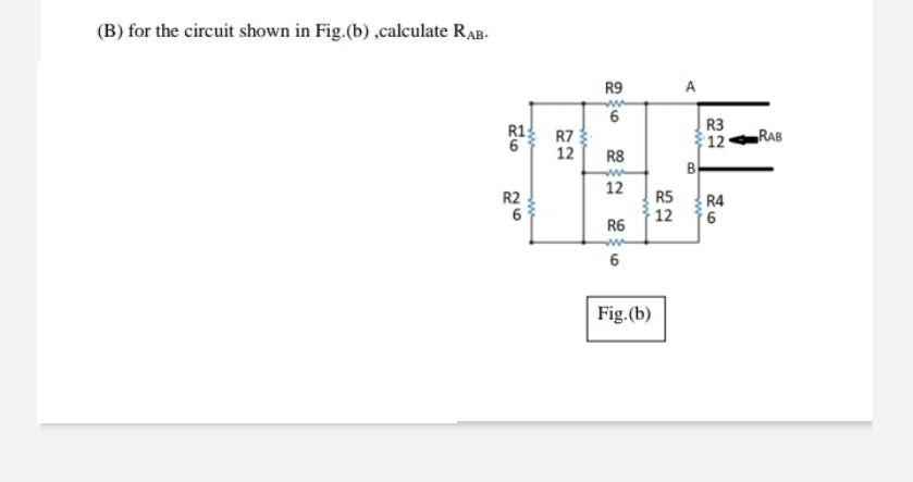 Solved (B) for the circuit shown in Fig. (b),calculate RAB | Chegg.com