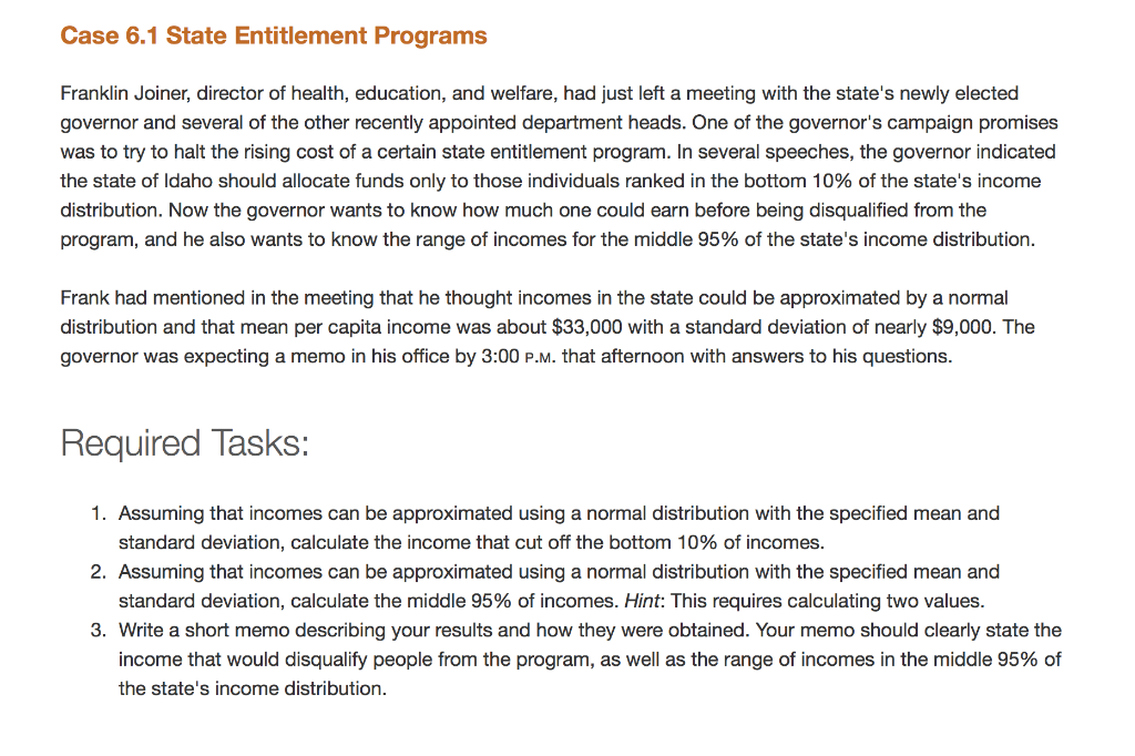 Solved Case 6.1 State Entitlement Programs Franklin Joiner, | Chegg.com