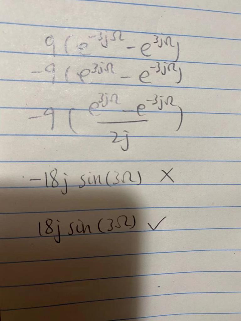 Solved why the result after the simplify is +18j, not -18j? | Chegg.com