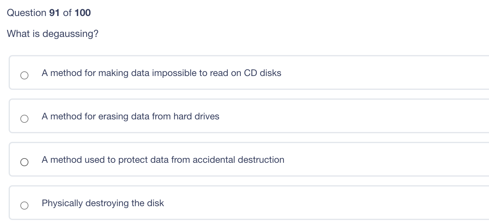 Solved Question 95 of 100 Which principle verifies that the | Chegg.com