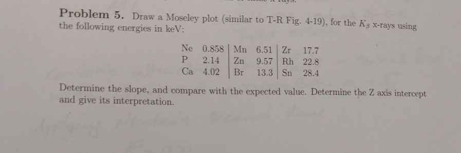 Solved ULT. Problem 5. Draw a Moseley plot (similar to T-R | Chegg.com