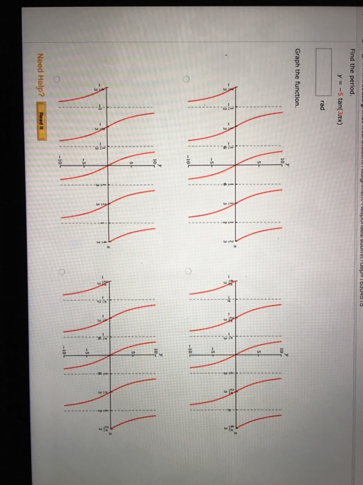 Solved Find the period. y = 5 tan(3 pi x) rad Graph the | Chegg.com