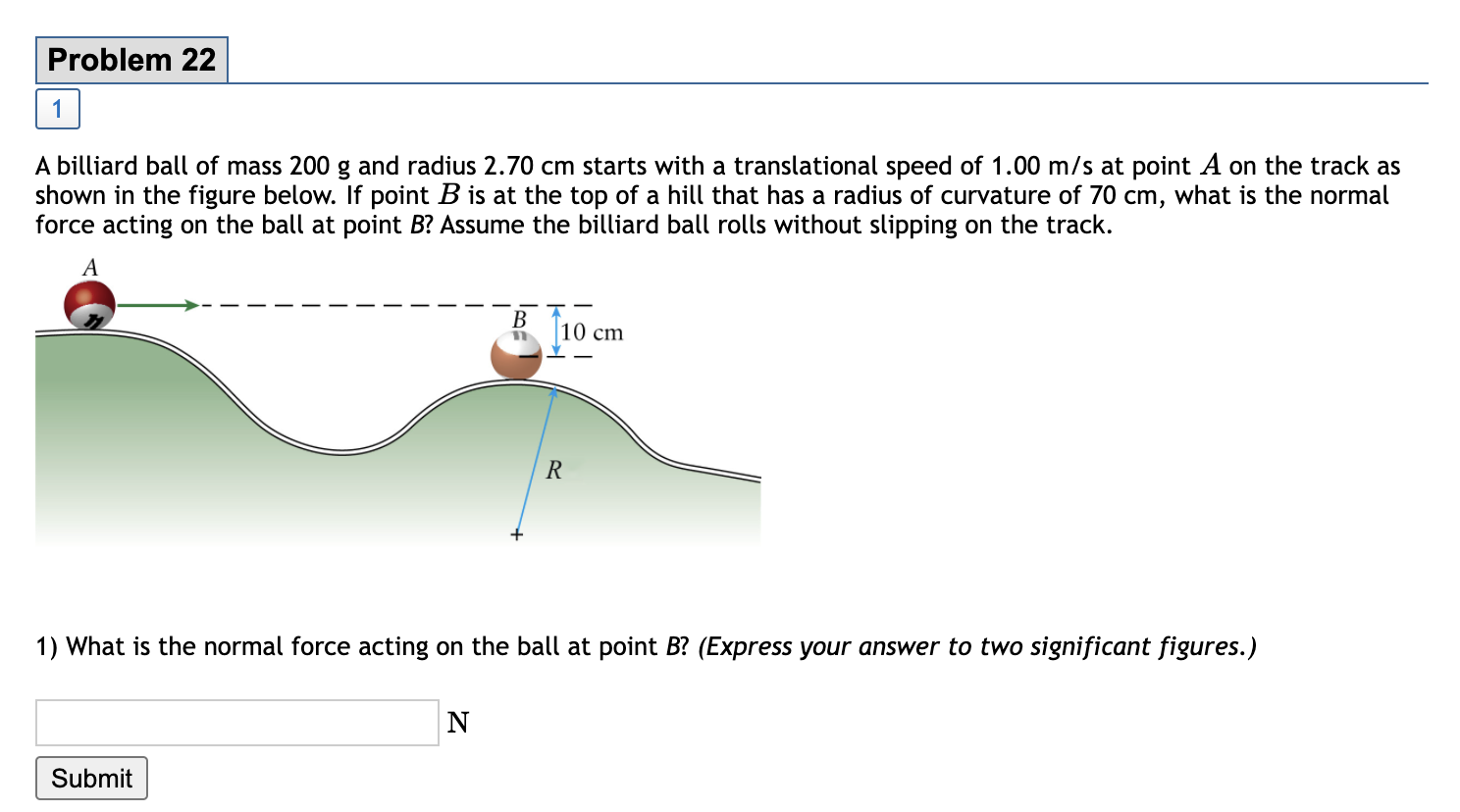Solved Problem 22 1 A billiard ball of mass 200 g and radius | Chegg.com