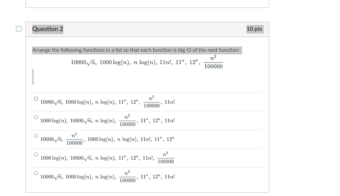 Solved Arrange the following functions in a list so that | Chegg.com