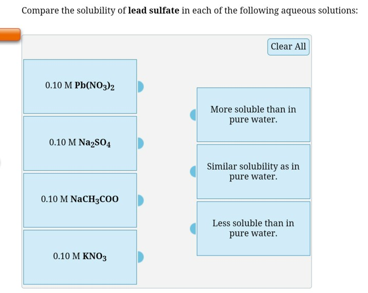 Solved Compare the solubility of lead sulfate in each of the | Chegg.com