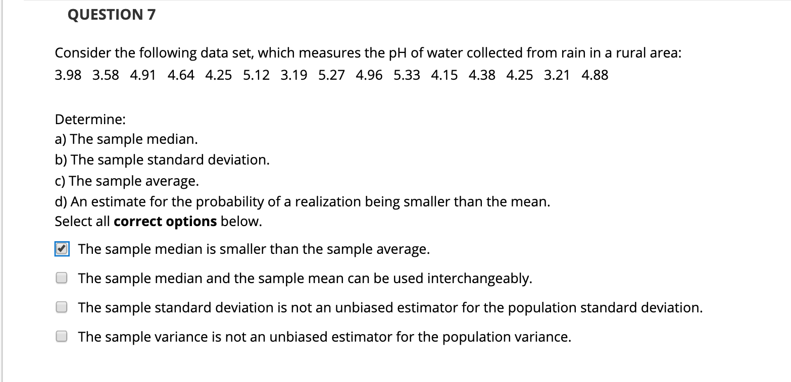 QUESTION 7 Consider the following data set, which | Chegg.com