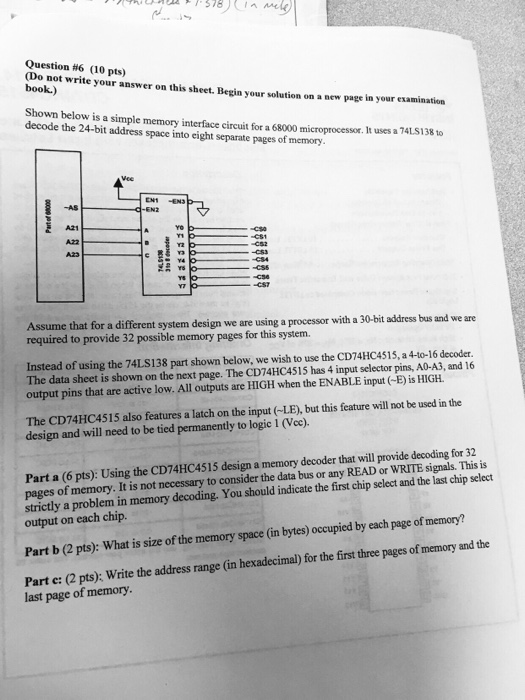1-378 e Question #6 (10 pts) Do not write your answer | Chegg.com