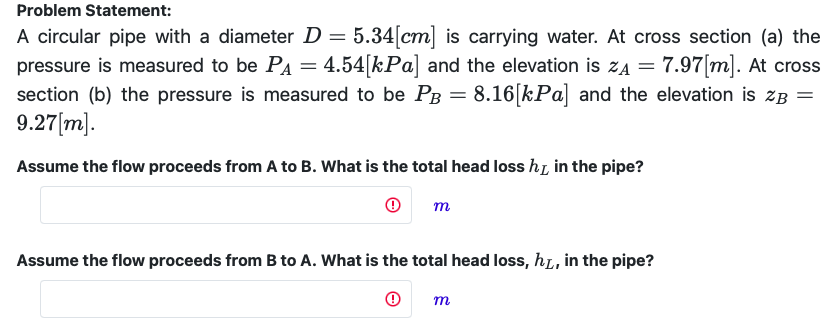 Solved Problem Statement: A circular pipe with a diameter D | Chegg.com