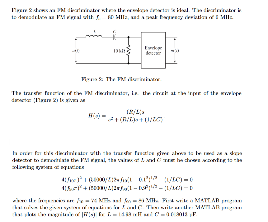 Solved Figure 2 shows an FM discriminator where the envelope | Chegg.com