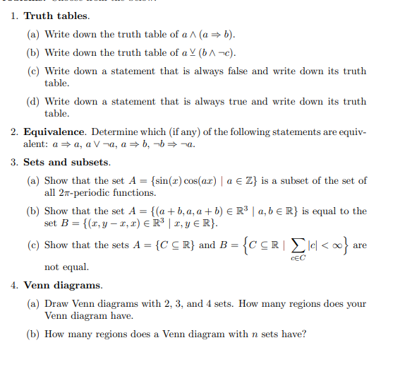 Solved 1. Truth tables. (a) Write down the truth table of a | Chegg.com
