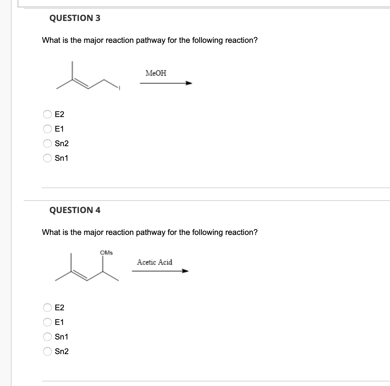 Solved What is the major reaction pathway for the following | Chegg.com