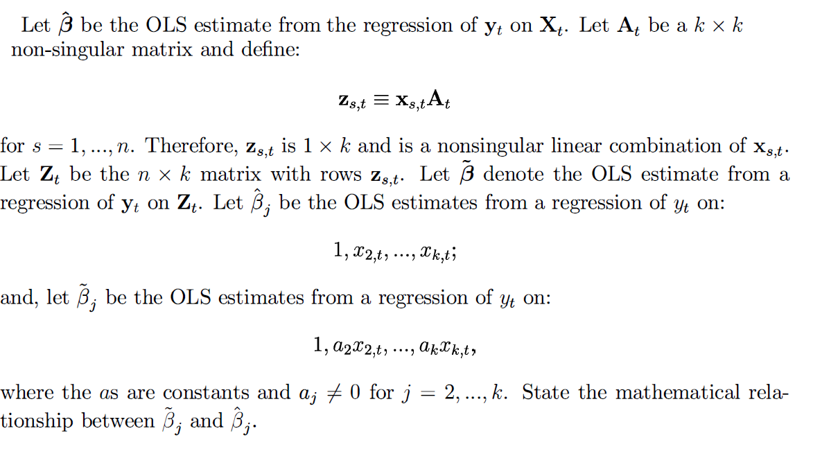Solved Let Ê be the OLS estimate from the regression of yt | Chegg.com