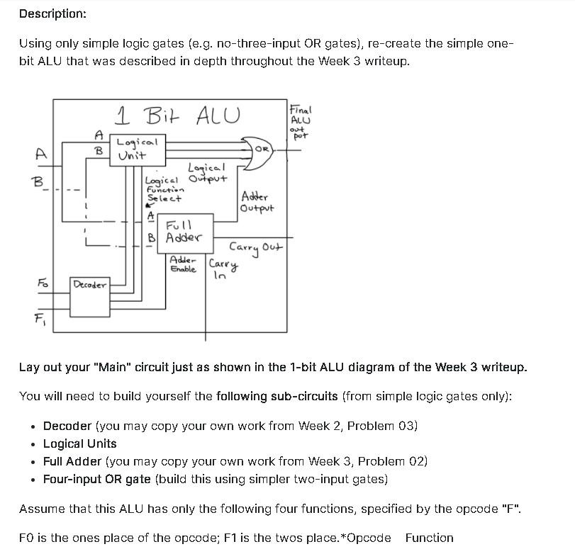 Solved Description: Using only simple logic gates (e.g. | Chegg.com