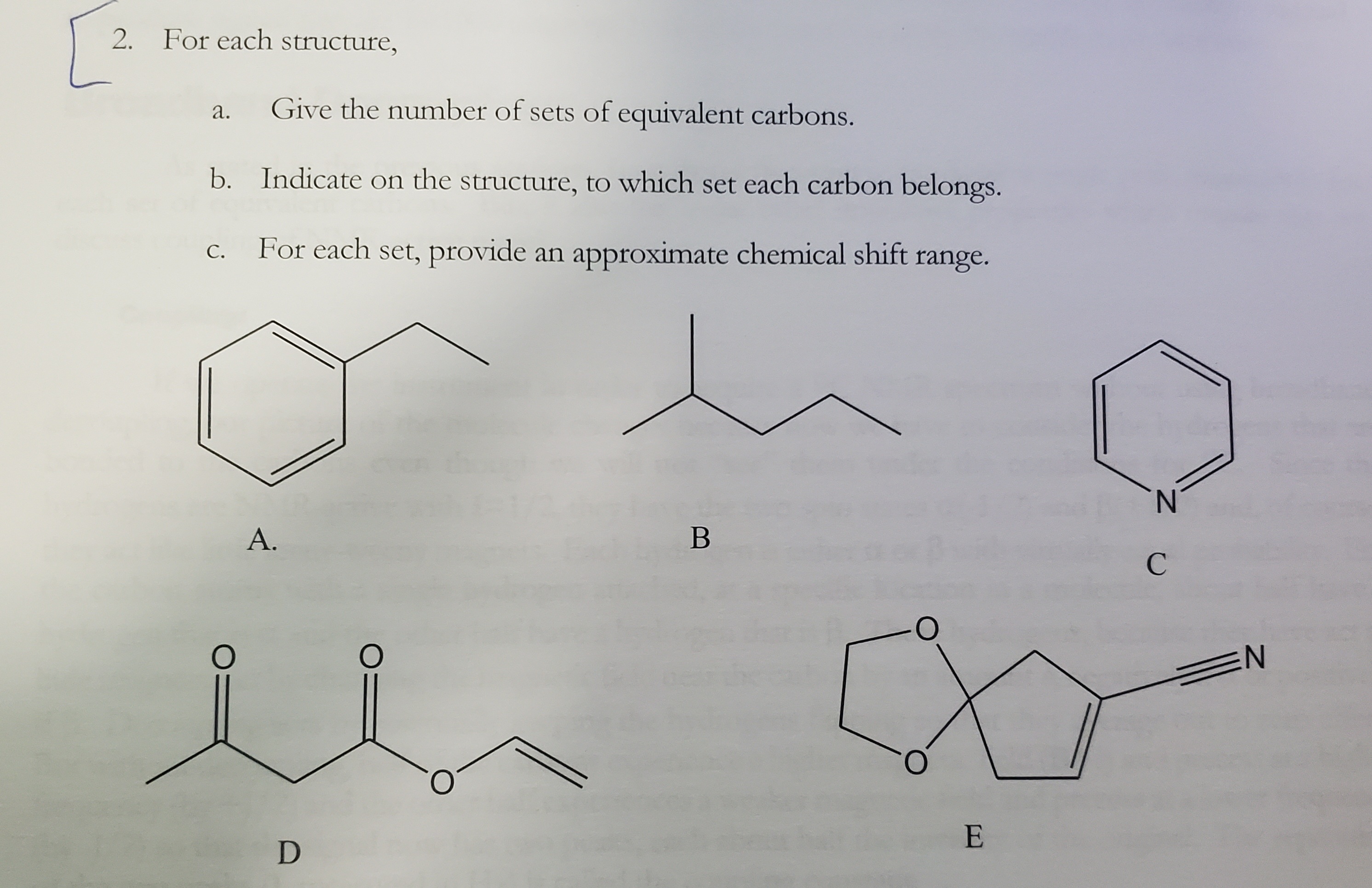 Solved For each structure, a. Give the number of sets of | Chegg.com