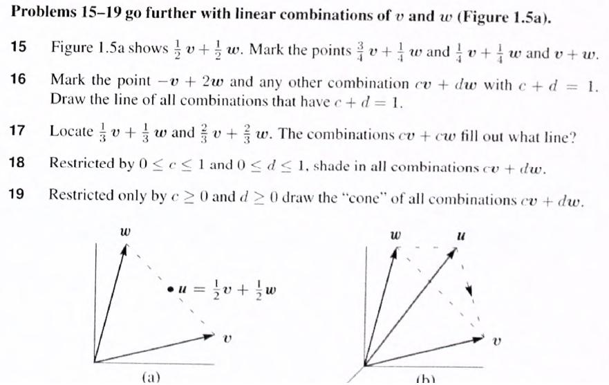 Solved Problems 15-19 go further with linear combinations of | Chegg.com