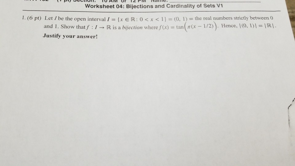 Solved Worksheet 04: Bijections and Cardinality of Sets V1 | Chegg.com