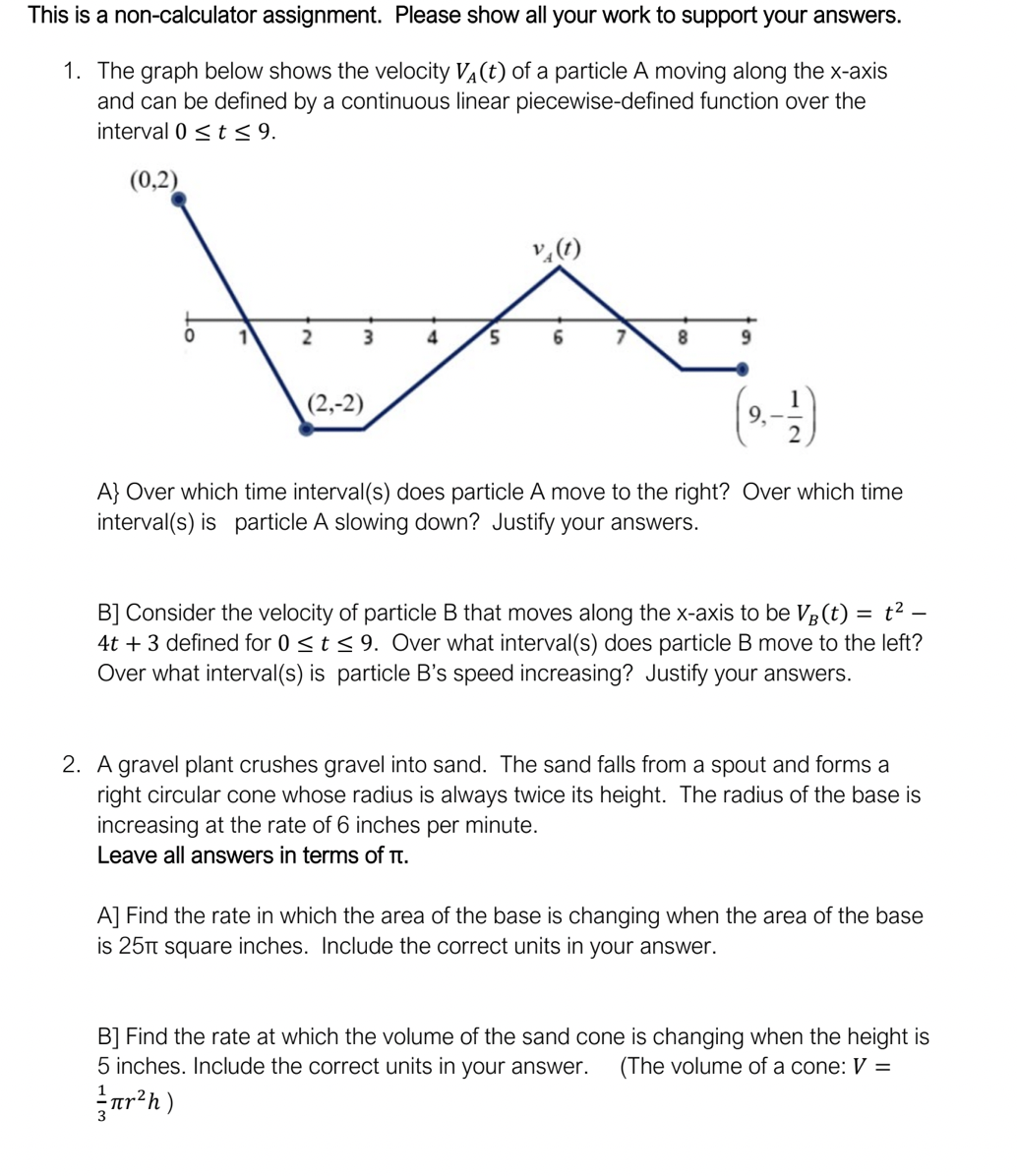 Solved This is a non-calculator assignment. Please show all | Chegg.com
