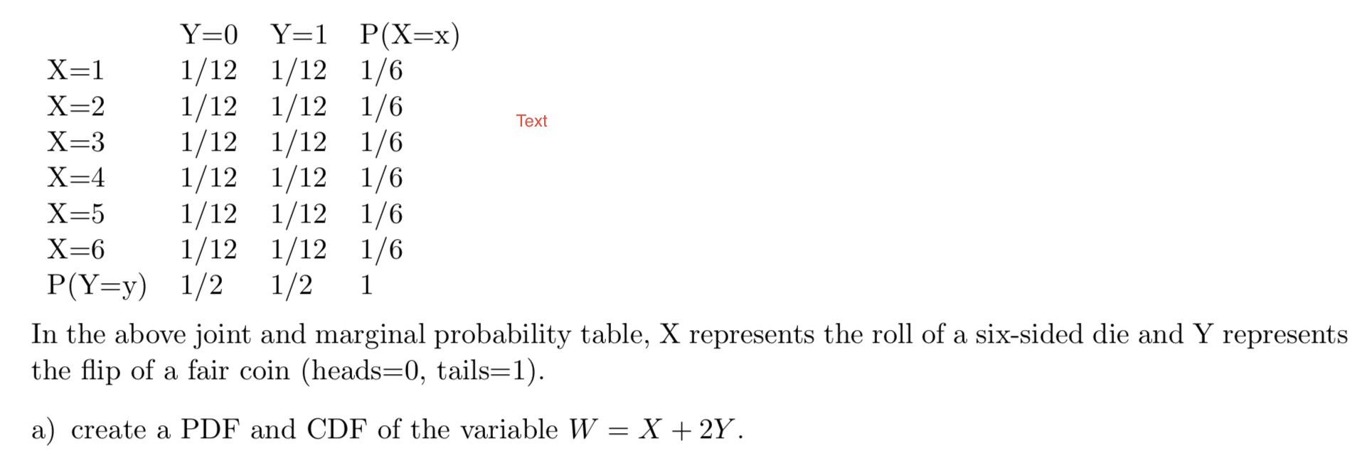 Solved In the above joint and marginal probability table, X | Chegg.com