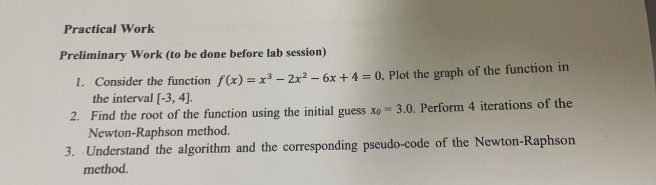 Solved Practical Work Preliminary Work (to be done before | Chegg.com