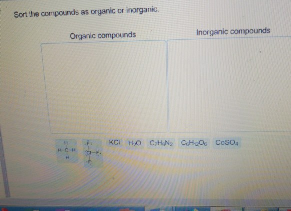 Solved Sort the compounds as organic or inorganic Organic | Chegg.com