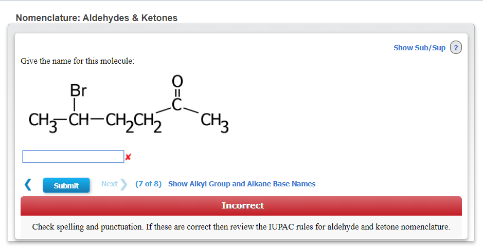 Solved Nomenclature: Aldehydes & Ketones Show Sub/Sup Give | Chegg.com