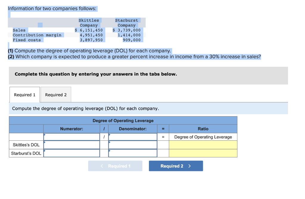 Solved Information For Two Companies Follows Sales Chegg