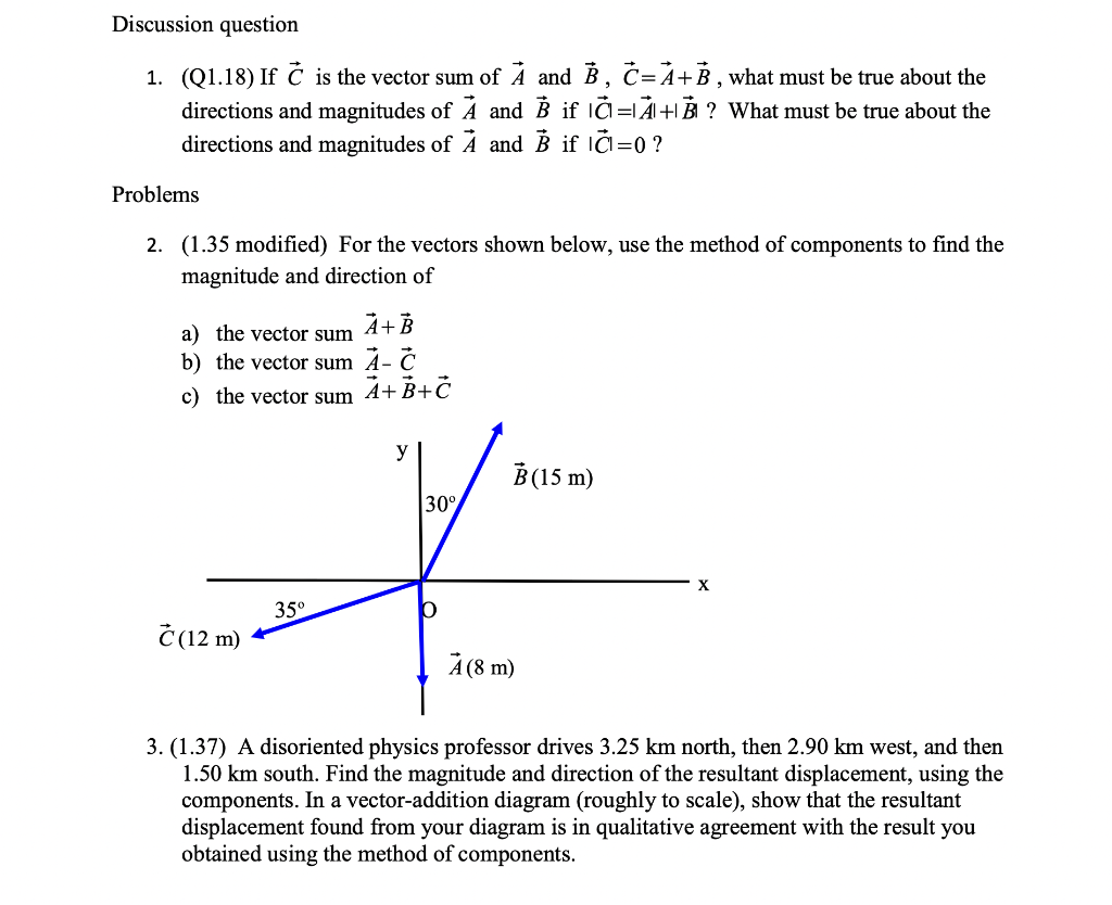 Solved Discussion question 1. (Q1.18) If C is the vector sum | Chegg.com