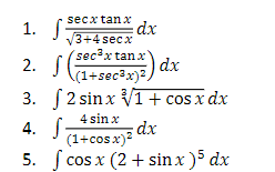 Solved ) secx tanx 1 1. Si dx 3+4 secx sec-xtanx 2. S dx | Chegg.com