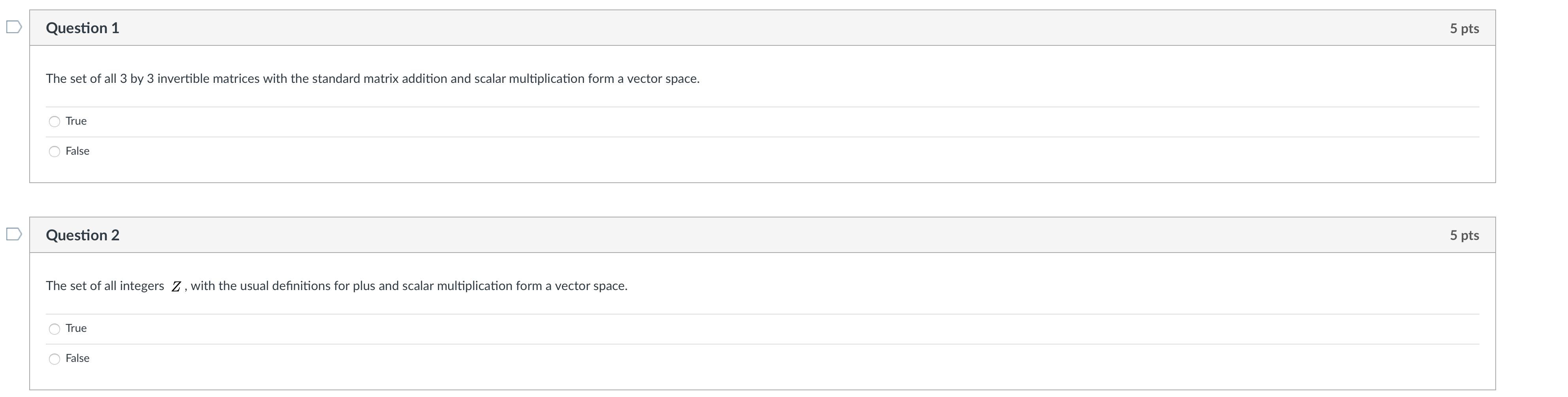 Solved Question 1 5 pts The set of all 3 by 3 invertible | Chegg.com