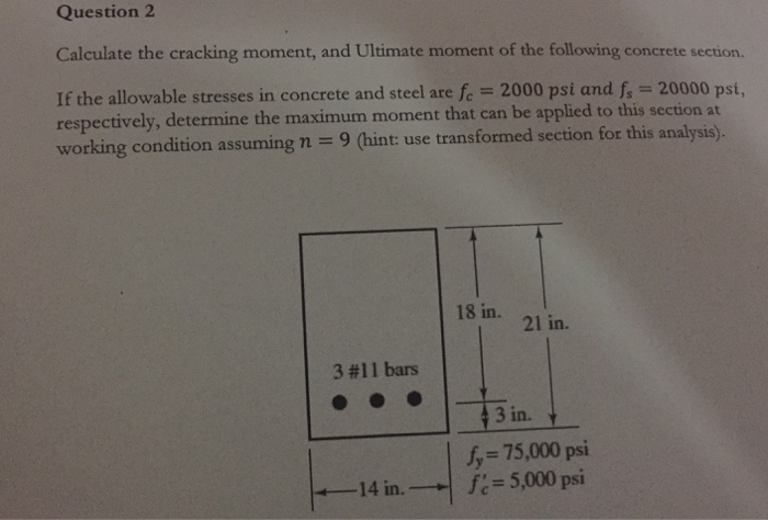 Solved Question 2 Calculate the cracking moment, and | Chegg.com