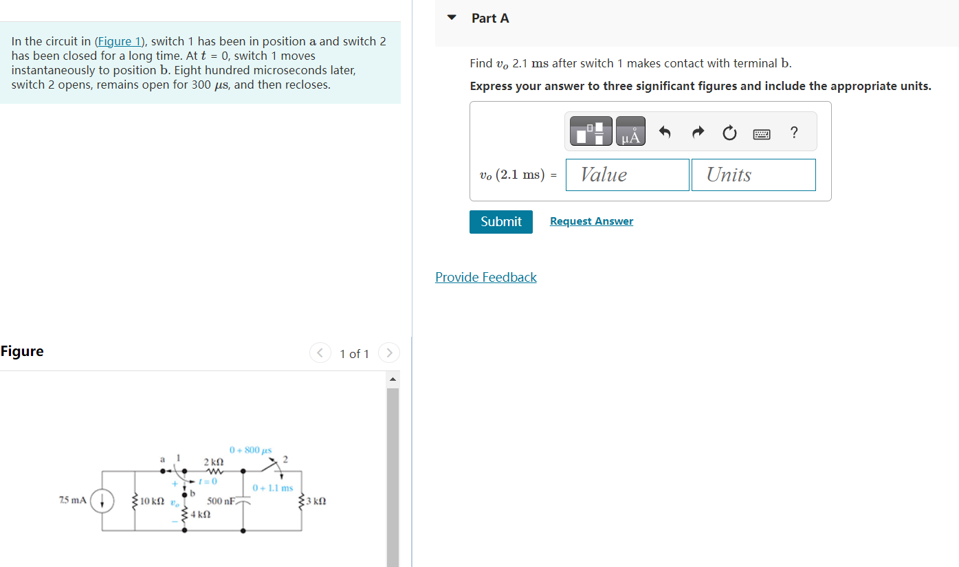 Solved In the circuit in (Figure 1), switch 1 has been in | Chegg.com