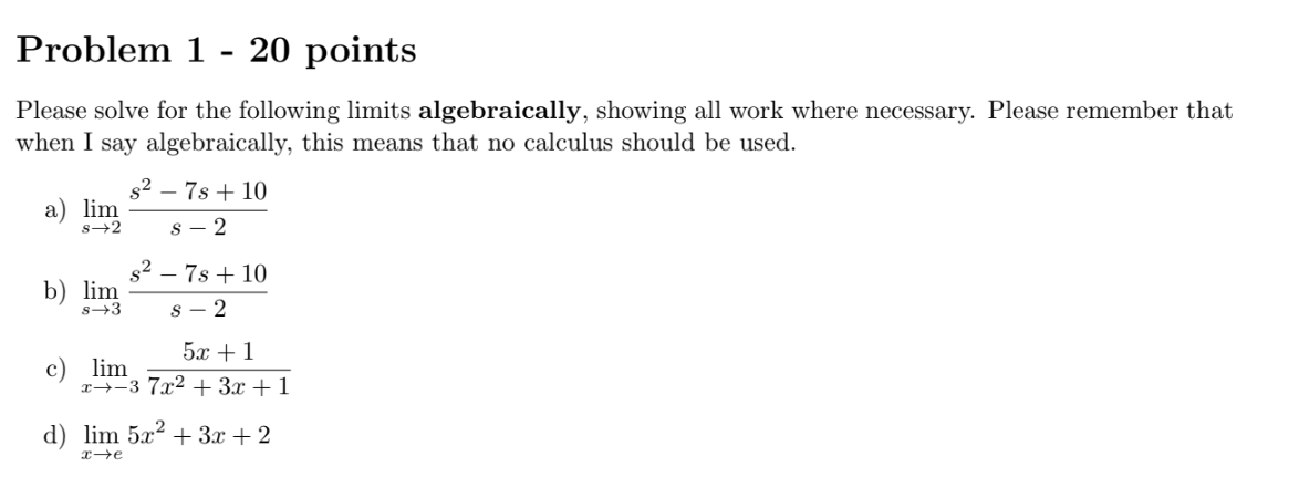 Solved Problem 1 - 20 points Please solve for the following | Chegg.com
