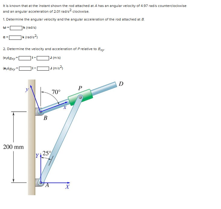 Solved It is known that at the instant shown the rod | Chegg.com