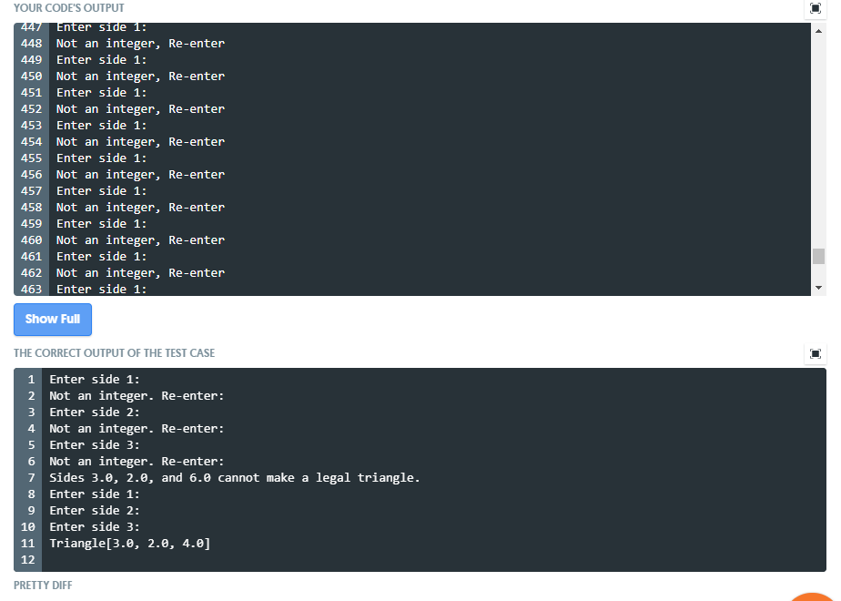 Solved Modify TriangleChecker so that the program will loop | Chegg.com