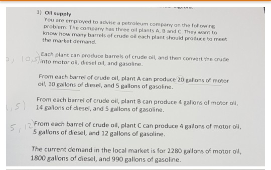 Solved 1) Oil supply You are employed to advise a petroleum | Chegg.com