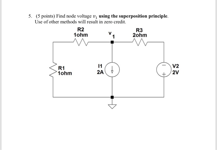 Solved 5. (5 points) Find node voltage v using the | Chegg.com