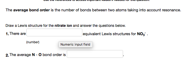 Solved The average bond order is the number of bonds between | Chegg.com